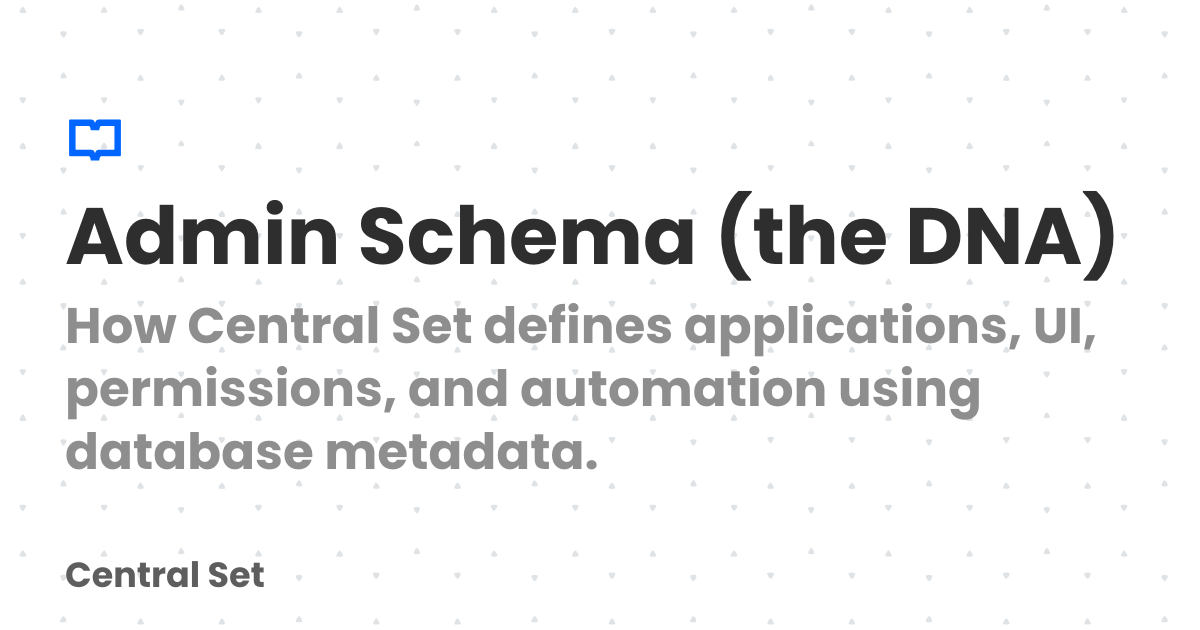 Admin Schema (the DNA) | CS